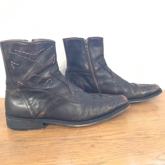 soho labs | Shoes | Soho Lab Mens Leather Boots Size 2 Brown Oiled Look ...